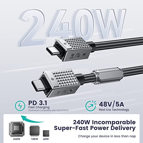 Yottamaster USB C to USB C Cable 240W, USB 4 Cable 1.64ft for Thunderbolt 3/4 Supports 40Gbps Data Transfer, Single 8K/Dual 4K Displays (1.64ft/0.5m)