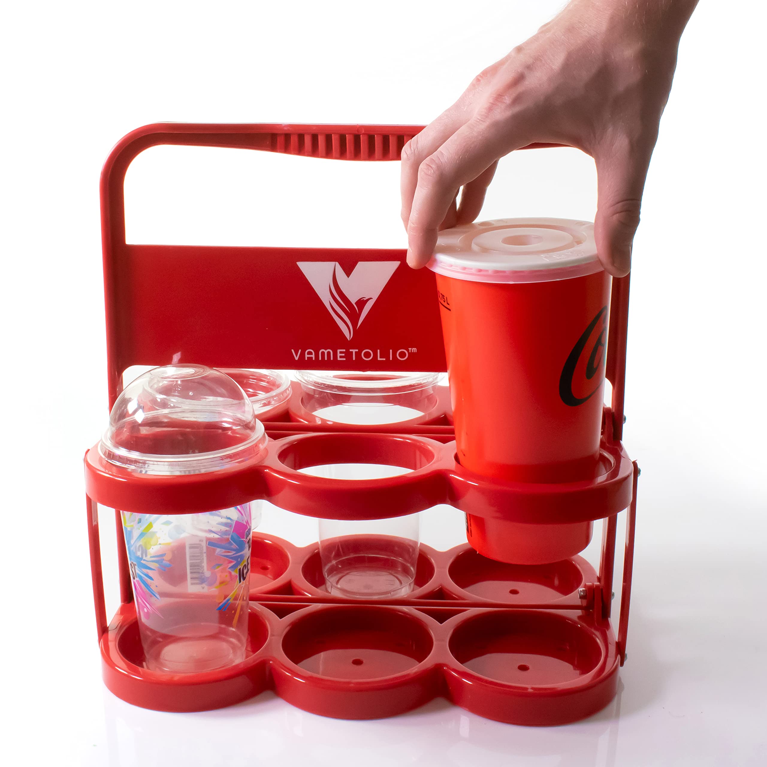 Vametolio Foldable Drink Carrier - Premium Plastic Beverage Caddy - Holder For Small, Med and Large Drinks - For Home Delivery, Catering, Car and Restaurant