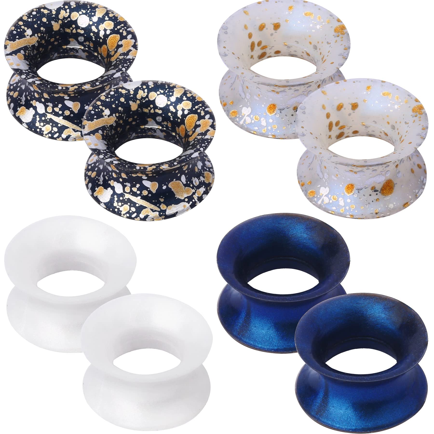 OUFER 8PCS Soft Silicone Ear Gauges Flexible Ear Skin Tunnels Earlets Plugs Stretcher Expander Set Ear Piercing Jewelry