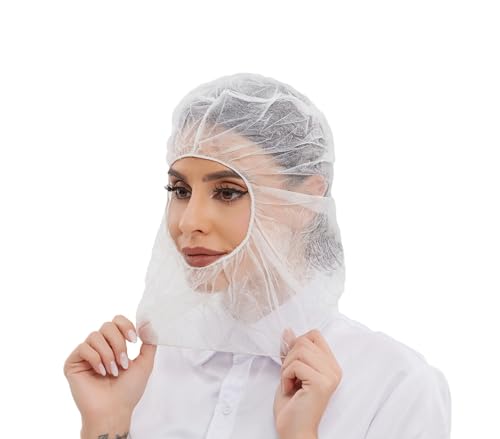 ZMDREAM pack of 100 Disposable Hoods Bouffant Caps Polypropylene Hair Net Beard Cover Combo White