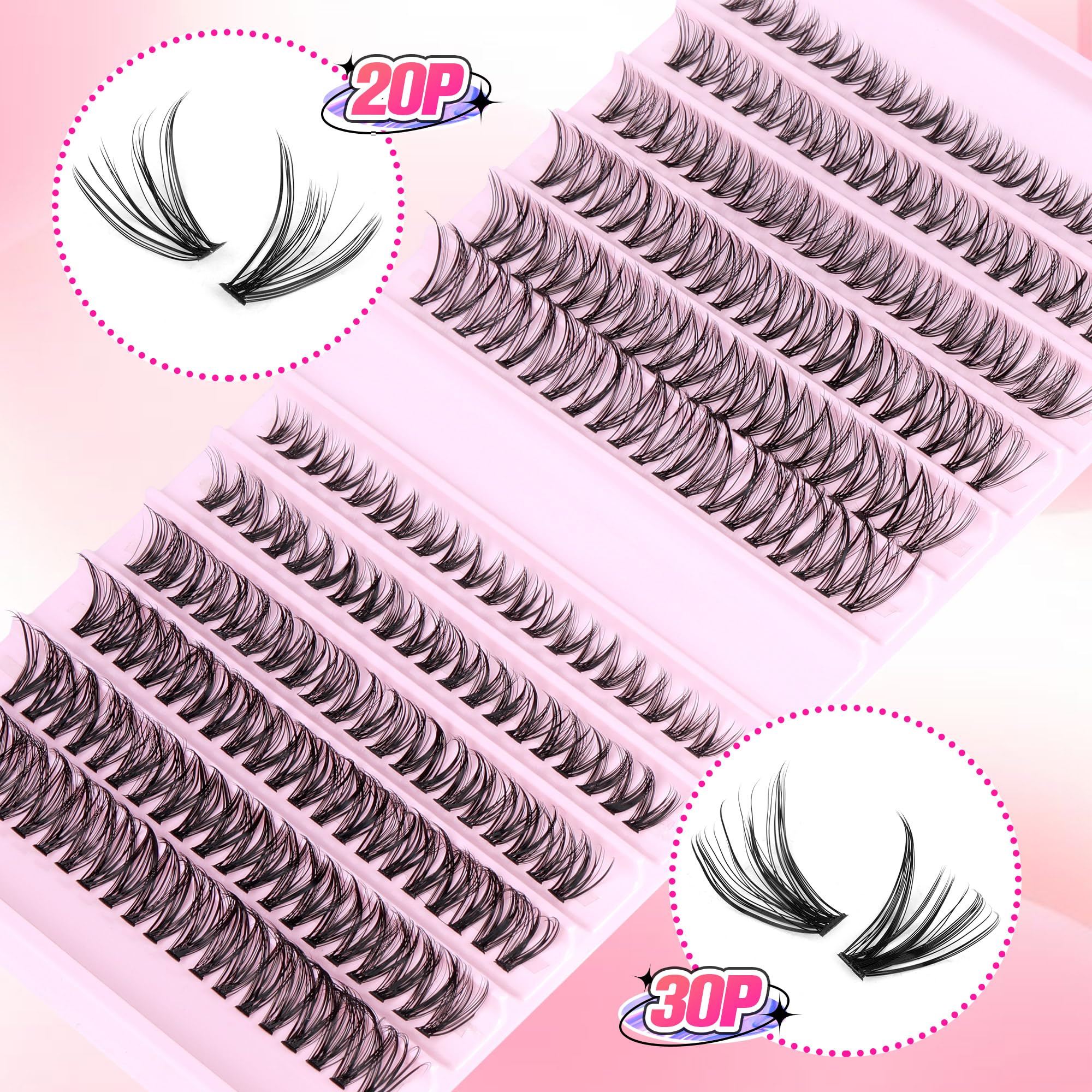 Natural Lash Extension Kit DIY Cluster Eyelash Extension Kit Individual Lashes with Lash Bond and Seal 10-18MM Lash Clusters by HeyAlice (40P, 240PCS, 10-18MM)