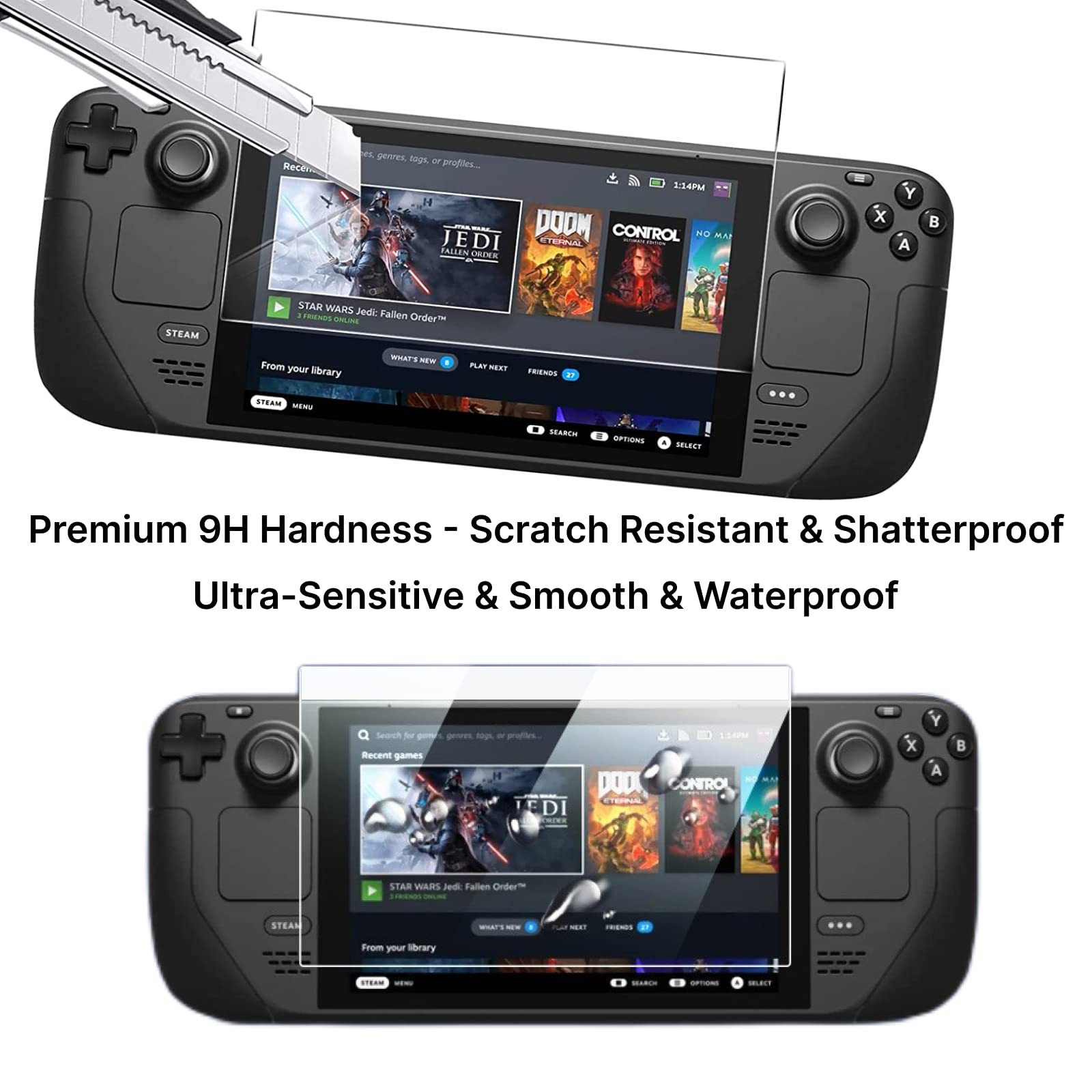 Tangaroa Steam Deck Screen Protector - Tempered Glass Film (7 Inch) Compatible with Steam Deck, 9H Hardness Glass - Easy Installation/Anti-Scratch/HD Transparency Clear (2 Pack)
