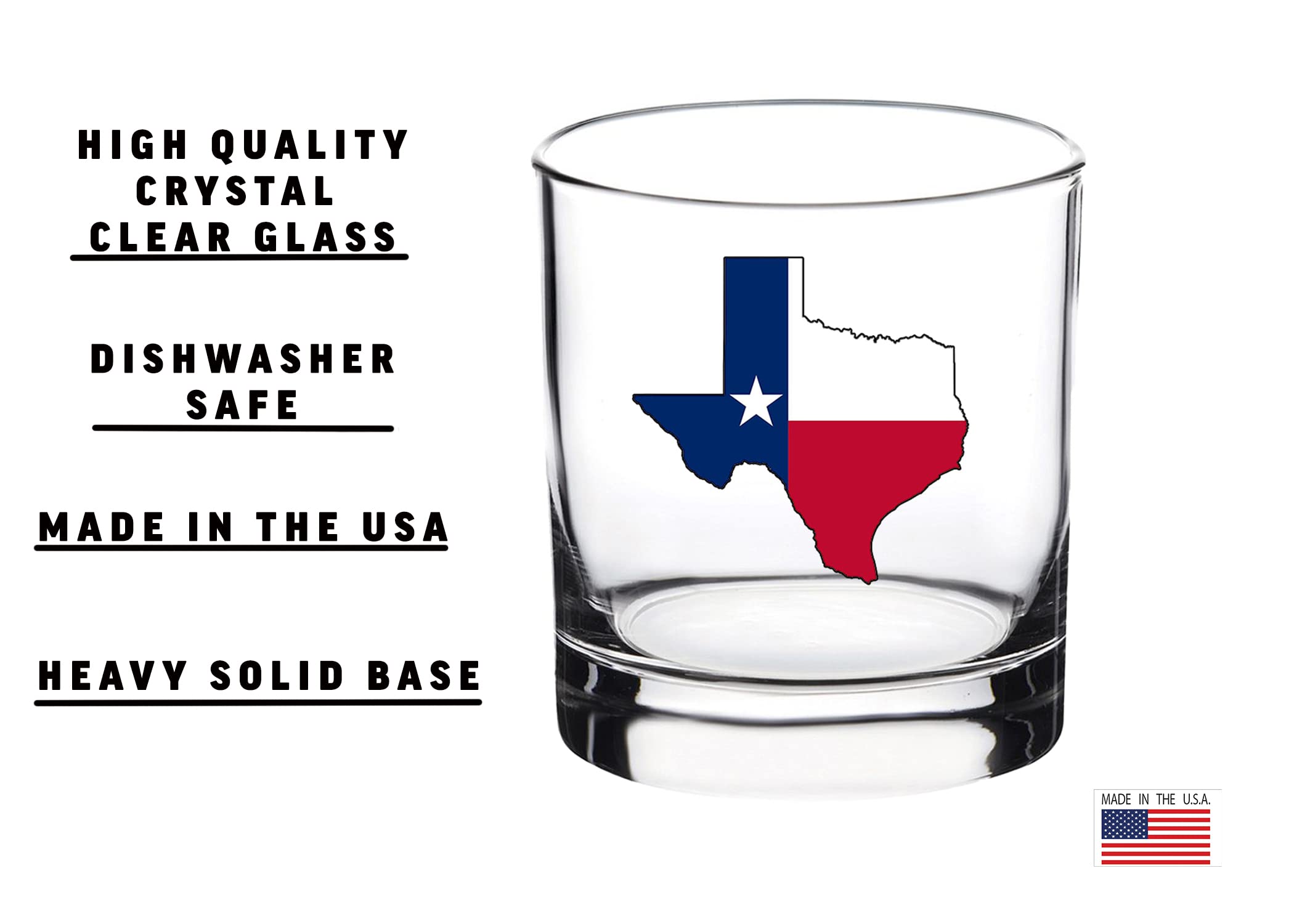 Rogue River Tactical Texas State Flag Old Fashioned Glass Gift For Texan