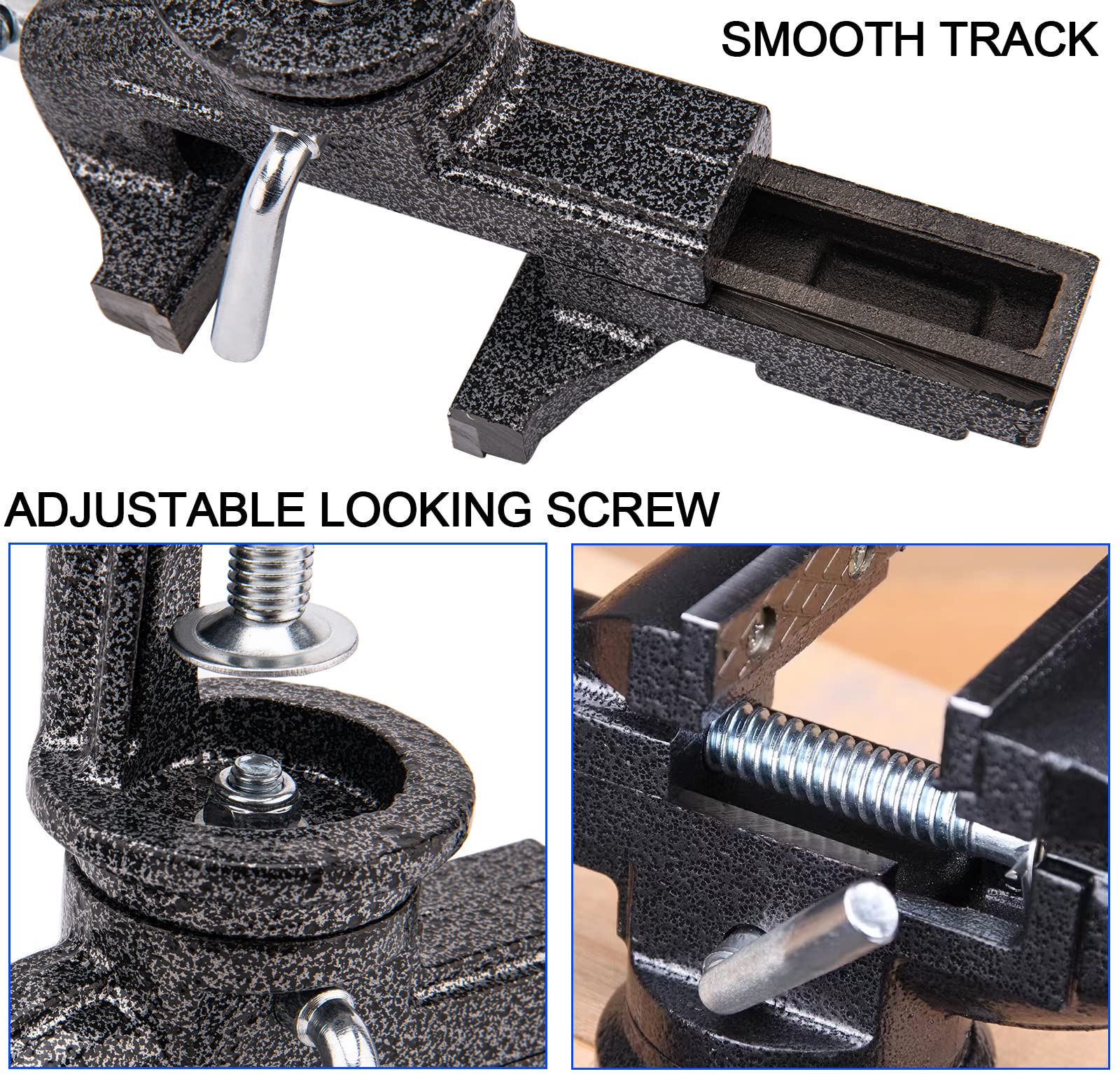 Universal Table Vise 3 Inch, Home Vise Clamp-on Portable Bench Clamp, 360° Swivel Base Clamps Fixed Tool for Woodworking, Handcraft Creations, Metalworking, Cutting Conduit, Drilling, Sawing (Black)