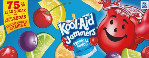 Kool-Aid Jammers Tropical Punch Flavored Kids 0% Juice Drink (10 ct Box, 6 fl oz Pouches)