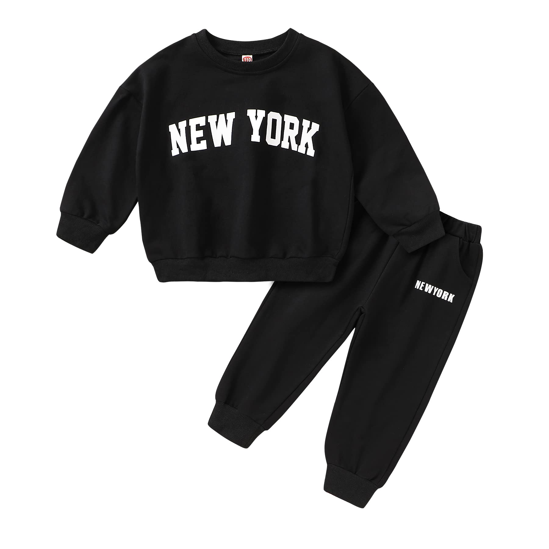 YOUNGER TREE Toddler Boy Clothes Fall Oversized Sweatshirt Long Sleeve Tops and Pants Kids Boys Winter Outfits Set 1-6T(Black sweatshirt pants set,4-5T)