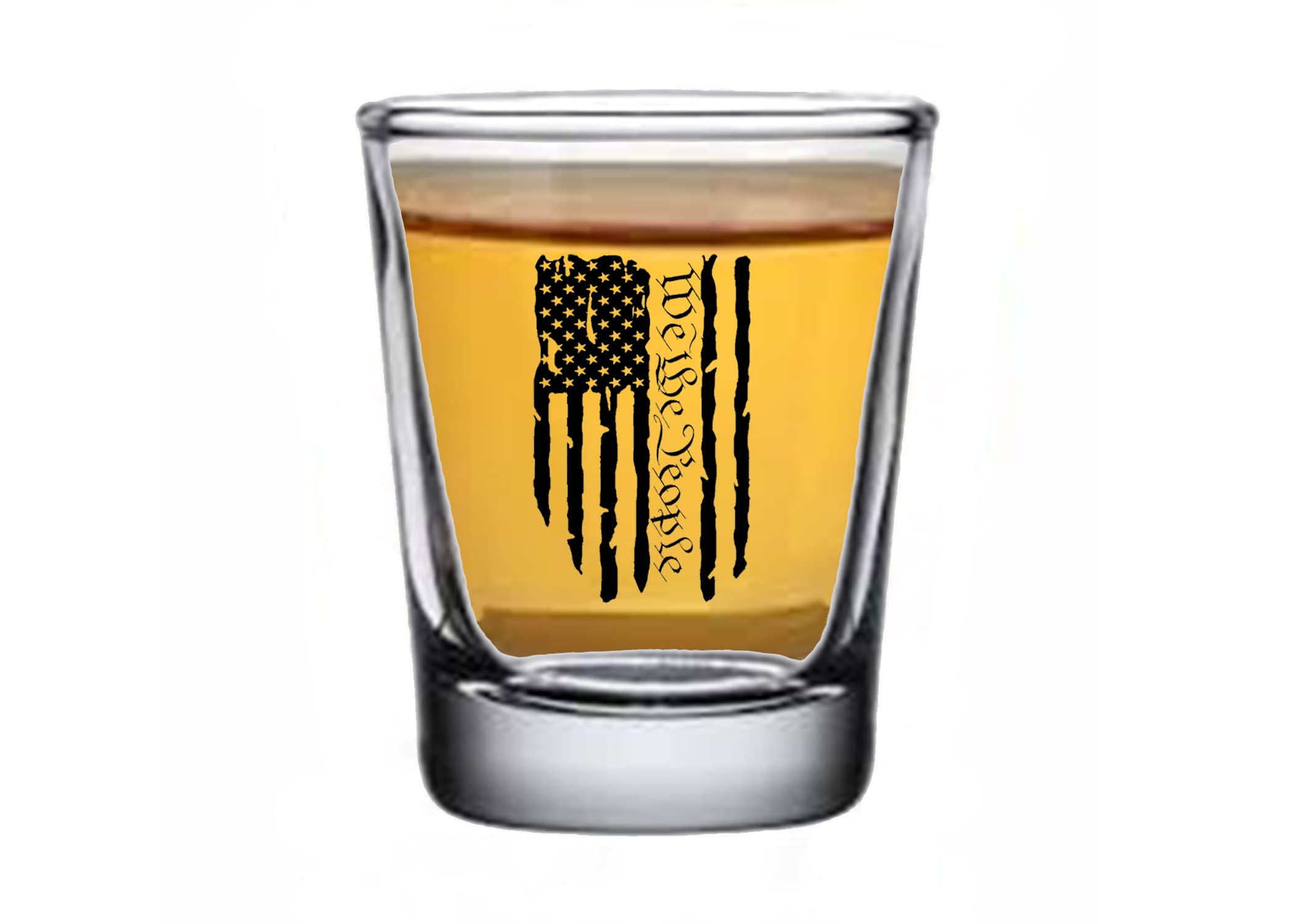 Rogue River Tactical US Constitution We The People USA Flag Tattered Shot Glass Gift For Military Veteran or Patriotic American