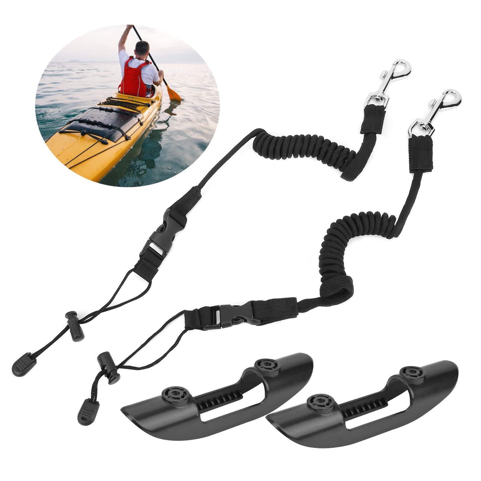 OUKENS Paddle Board Traction Rope, Kayak Canoe Paddle Safety Rope Holder Clip Boat Mount Kit Modified Repairing Accessory