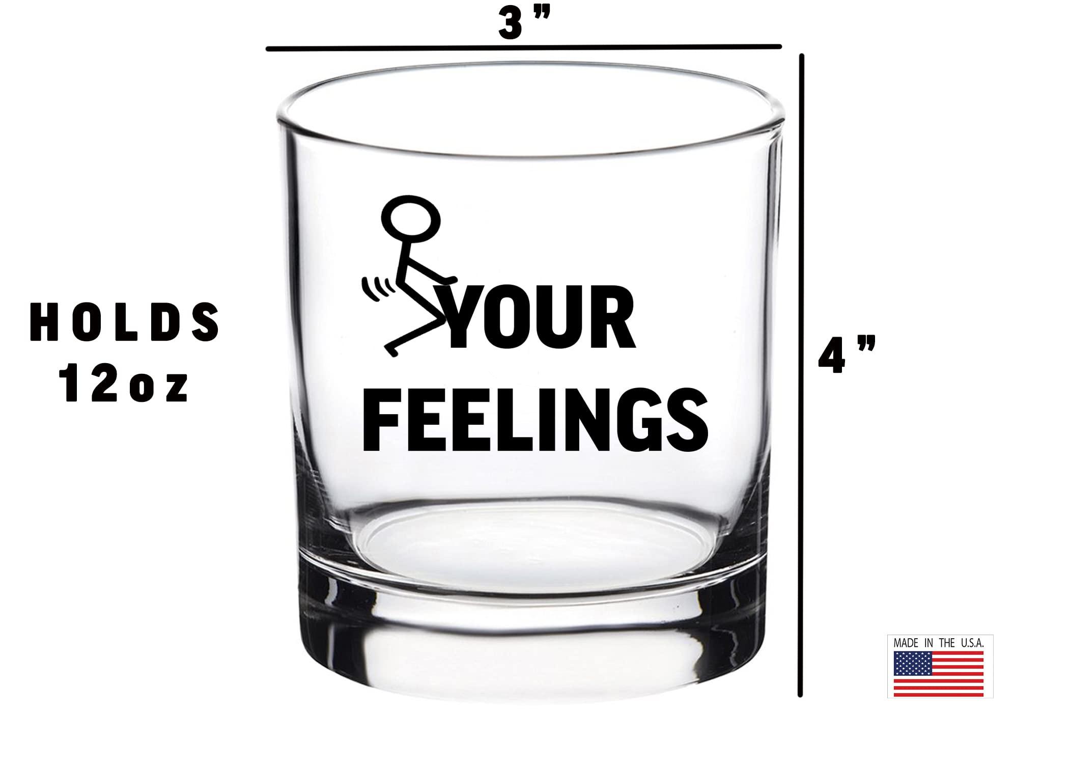 Rogue River Tactical Funny Screw Your Feelings Old Fashioned Whiskey Glass Drinking Cup Gift For Him Men Dad Grandpa