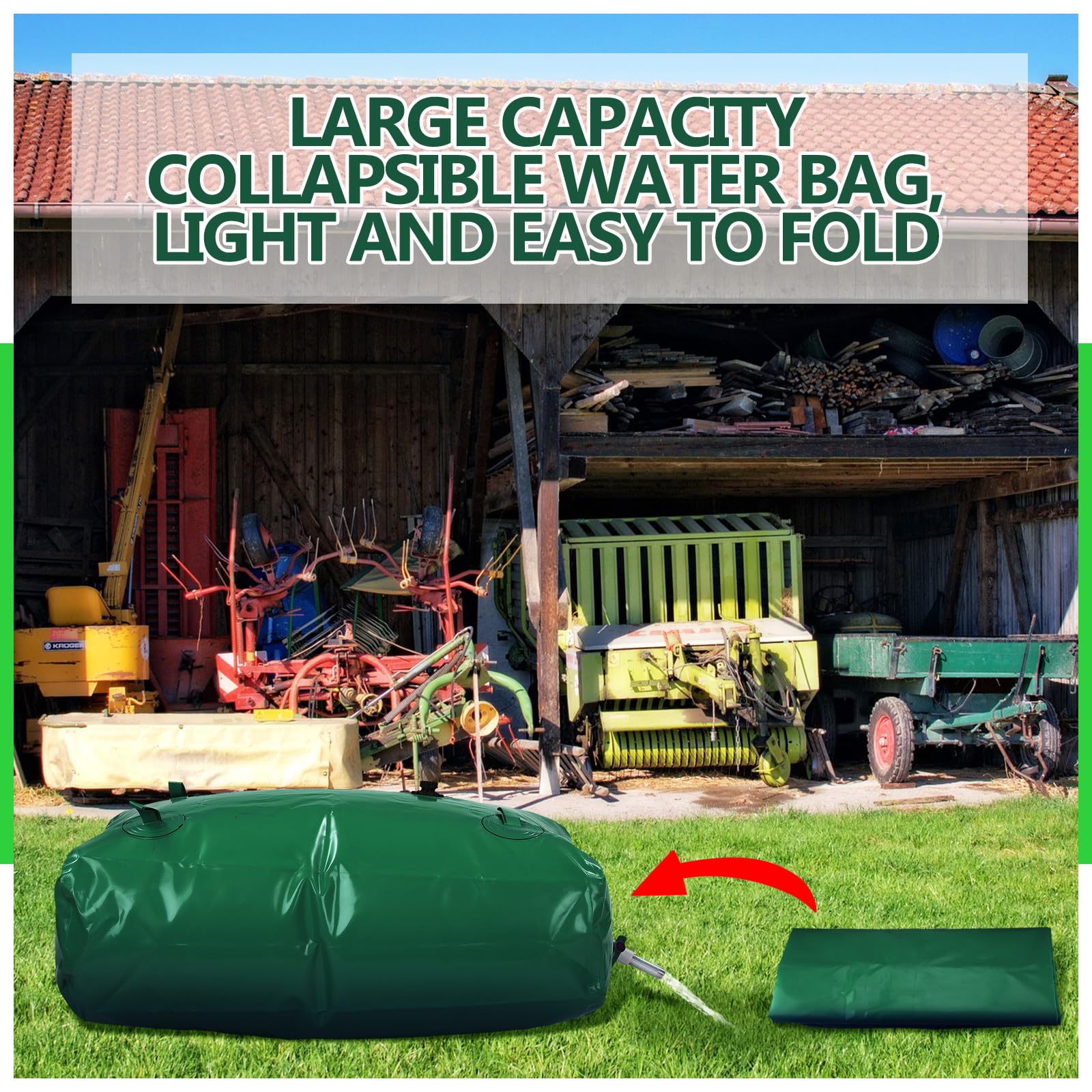Large Capacity Water Tank Bladder Water Bladder Storage with Spigots Portable Water Container RV Truck Collapsible Rainwater Storage Bag for Camping Drought Fire Prevention Emergency Irrigation (110L)