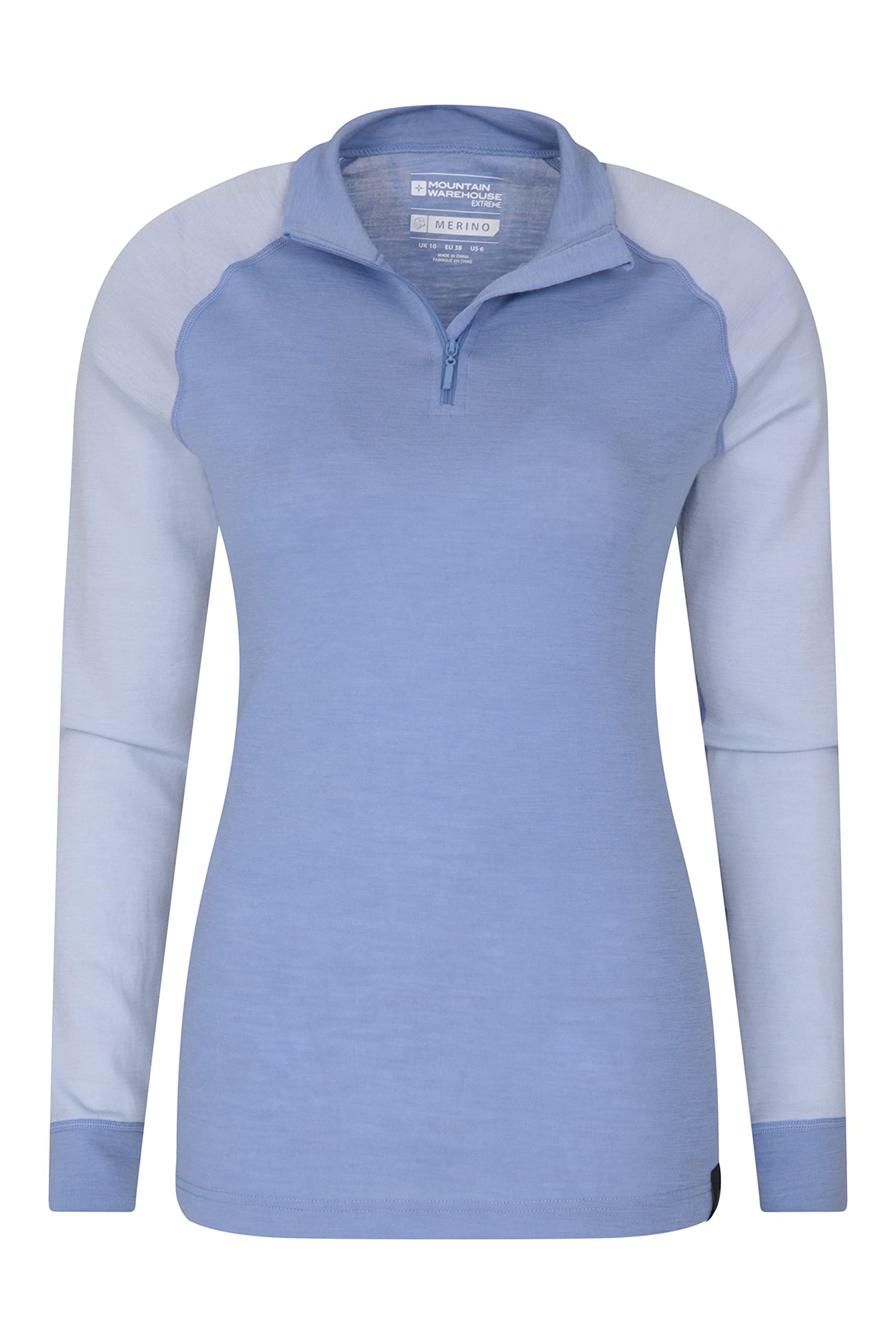 Mountain Warehouse Merino Womens Top - Ladies Thermal Baselayer Pale Blue 6