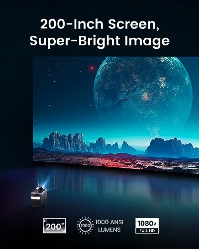 NEBULA Mars 3 Outdoor Portable Projector, 1000 ANSI Lumens, AI-Powered Image, Built-In Battery with 5 Hour Playtime, Android TV, 200 Inch Home Theater, Camping, Road Trip, Backyard, or Anywhere