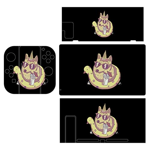 Unicorn Dog Be Awesome Decal Stickers Cover Set Full Wrap Skin for Switch Protection Faceplate Sticker for Switch