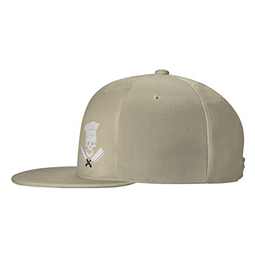 Skull Chef Snapback Hat Flat Brim Hip Hop Baseball Cap for Women Men Adjustable Vintage Funny Trucker Caps Natural
