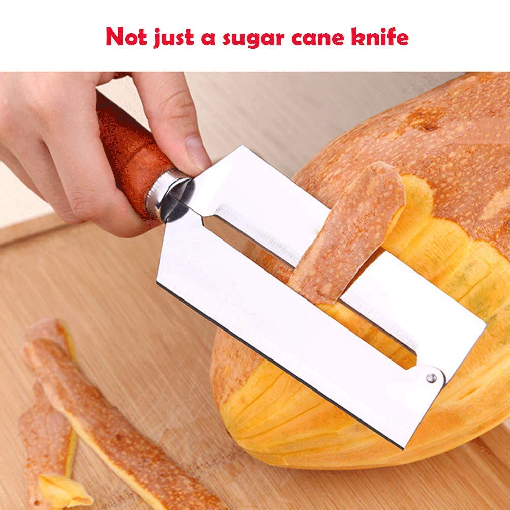 MAKEGELD Pineapple Peeling Knife Sugar Cane Peeler Knife Sugarcane Peeling Kinves Artifact Planing Knife -Stainless Steel-Natural Non-slip Wooden Handle