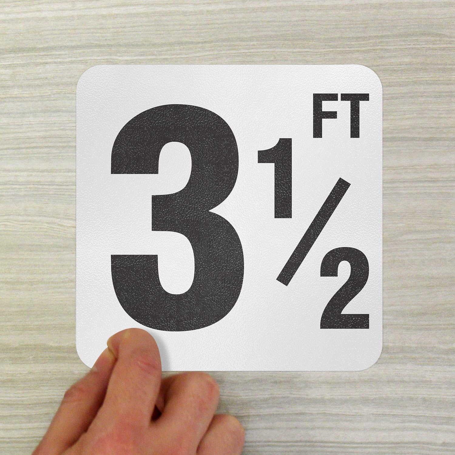 SmartSign β3 and 1/2 Ftβ Adhesive Pool Depth Marker/Sign, 4" Letter Height, 20 mil Laminated Vinyl with Anti-Skid Pebbled Surface, 5.75" x 5.75", Black and White, Made in USA