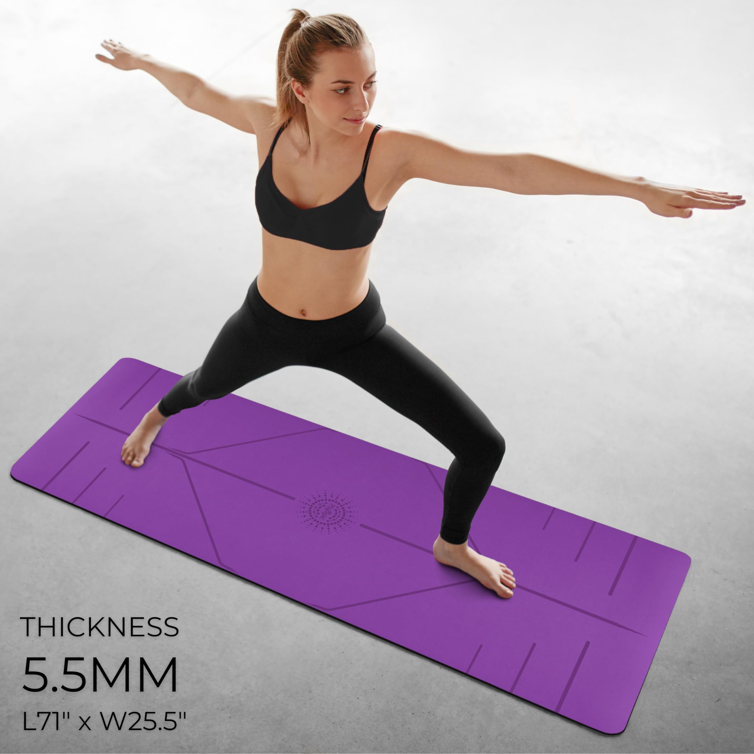 Plyopic Ultra-Grip Pro+ Yoga Mat – EXTREME Non-Slip Performance - Dry Grip & Wet Grip - Alignment Line - Comfortable & Sweat Resistant - For Yoga, Pilates, Exercise, Workout, Bikram & Hot Yoga (Gray)