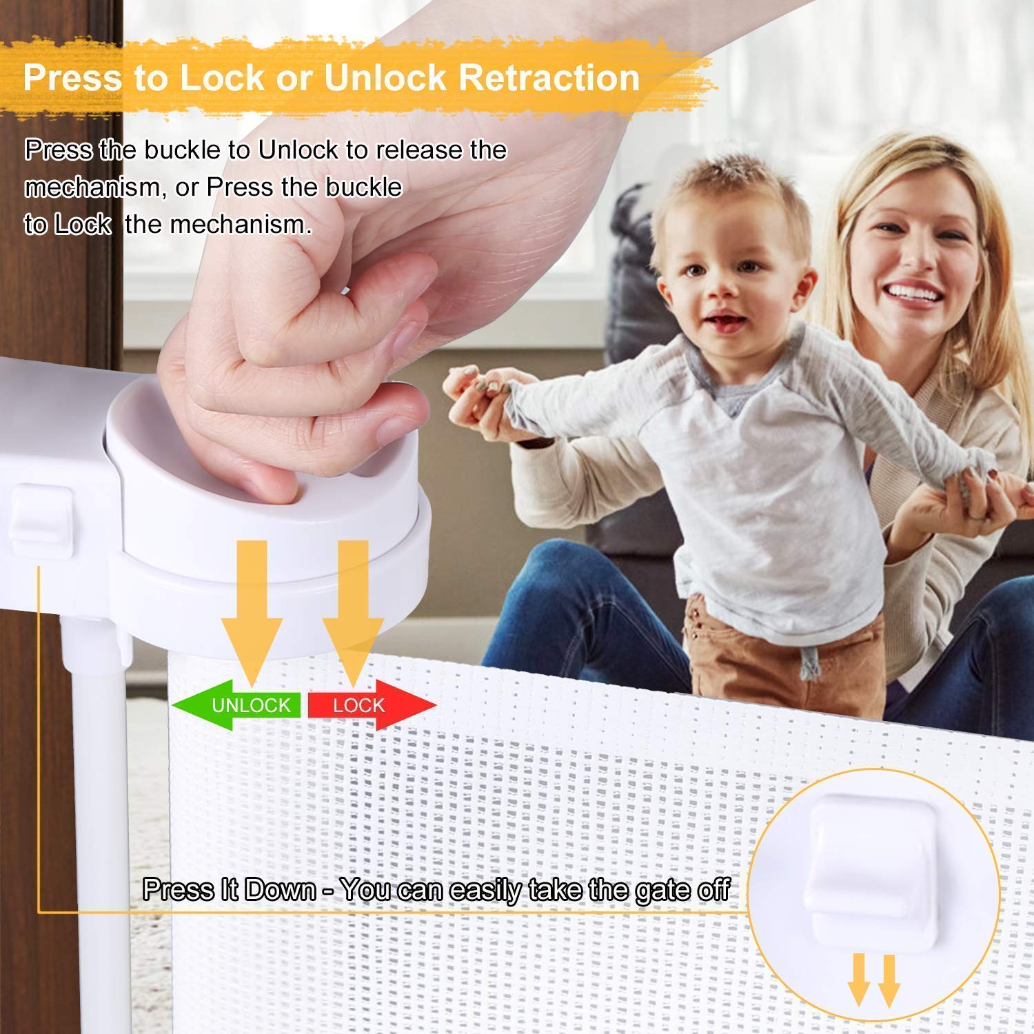 New 360 Degree Retractable Baby Gate + Free 38PACK Outlet Safety Covers, PRObebi Protect Your Baby Safety
