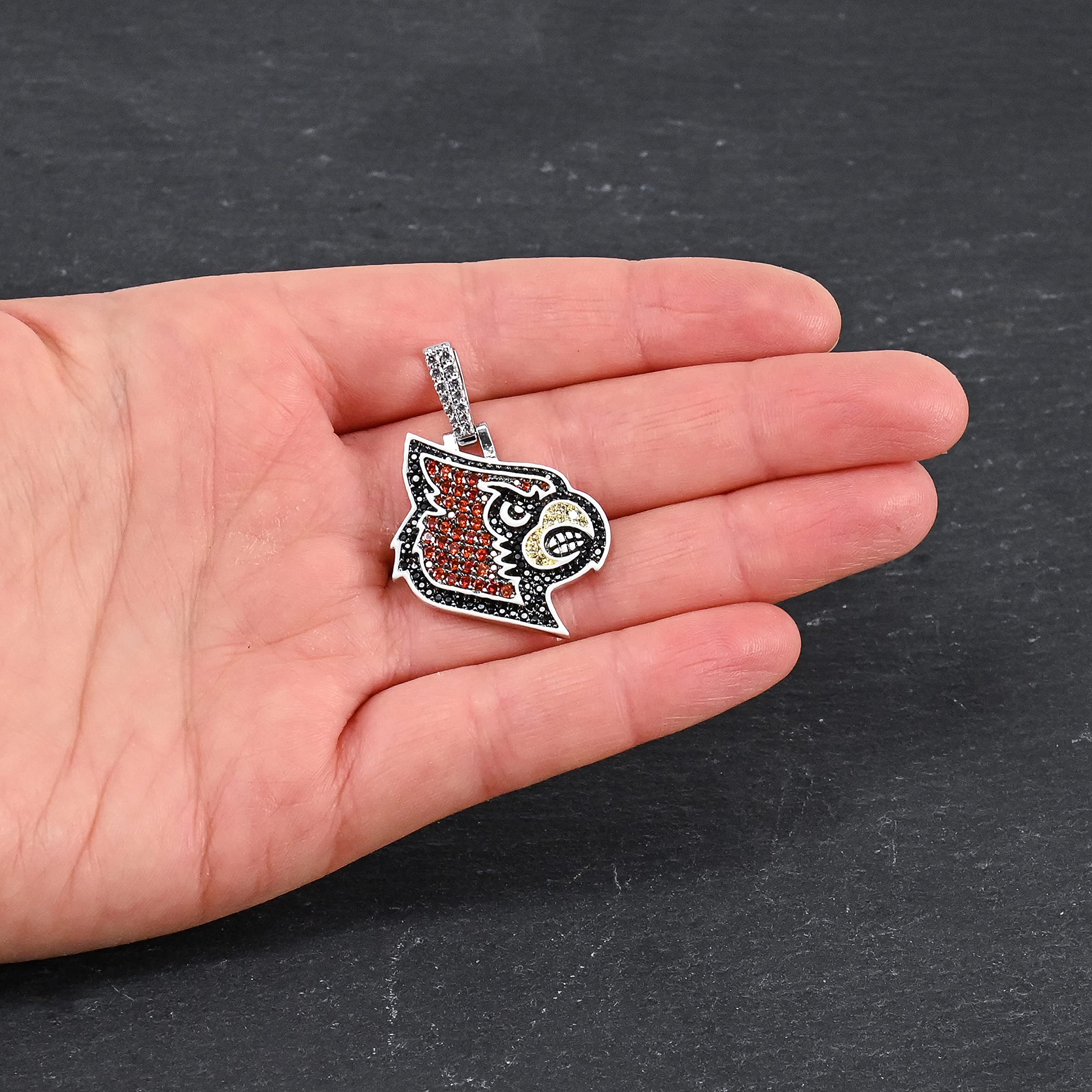 The GLD Shop [NCAA Louisville Cardinals Logo Pendant - White Gold