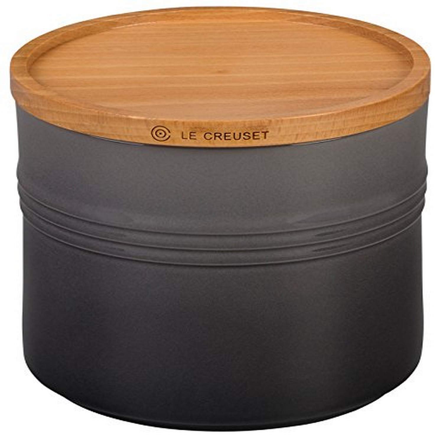 Le Creuset Stoneware Canister with Wood Lid, 1.5 qt. (5.5" diameter), Oyster