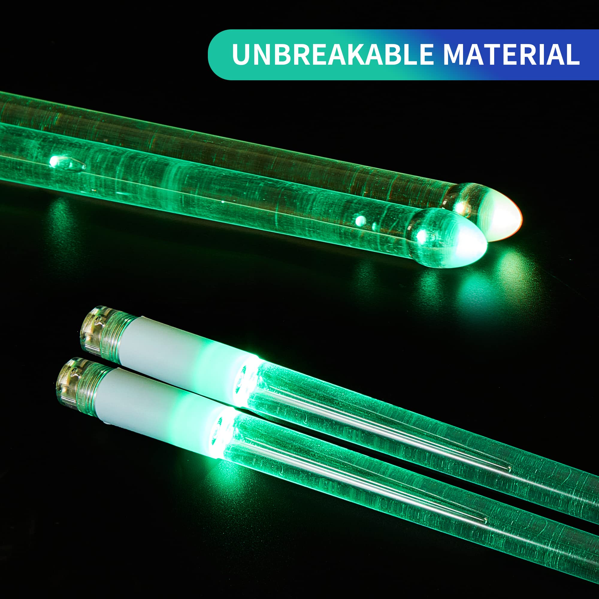 Rechargeable 15 Color Changing LED Light Up Drum Sticks With Storage Bag, Glow In The Dark Drumsticks, Drummer Gifts Glow Plastic Drum Sticks for Adults,Personalized Drum Sticks(2pcs/Pack)