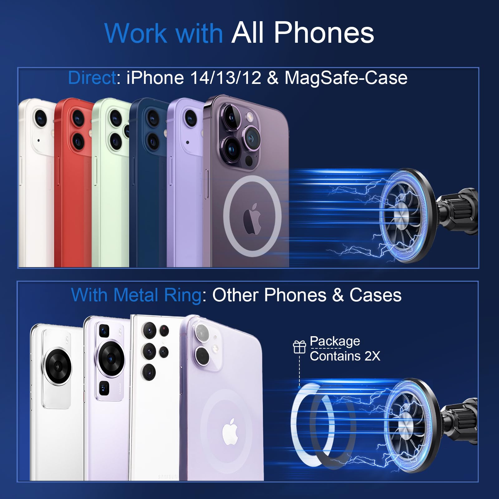 Magnetic Phone Holder for Car [20 Powerful Magnets], Hands-Free Magsafe Car Mount for Air Vent, Cell Phone Vehicle Mount, Mobile Stand for Car, Fit for iPhone All Phone Smartphone