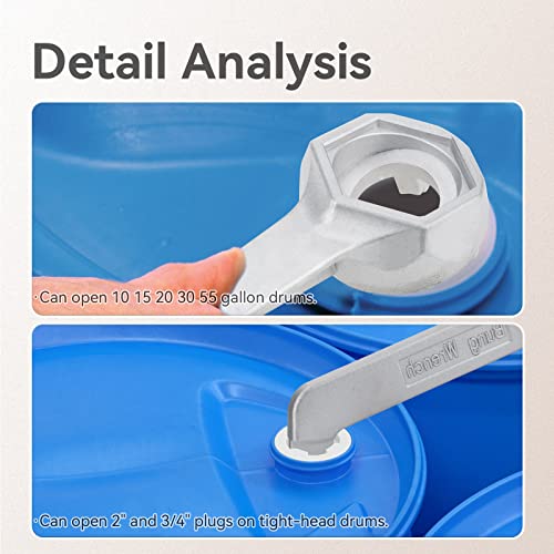 Ullnosoo Bung Wrench 55 Gallon Drum, Drum Wrench Aluminum Barrel Wrench Opener Tool for 10 15 20 30 50 55 Gallon Drum, for 2 inch and 3/4 inch Bung Caps