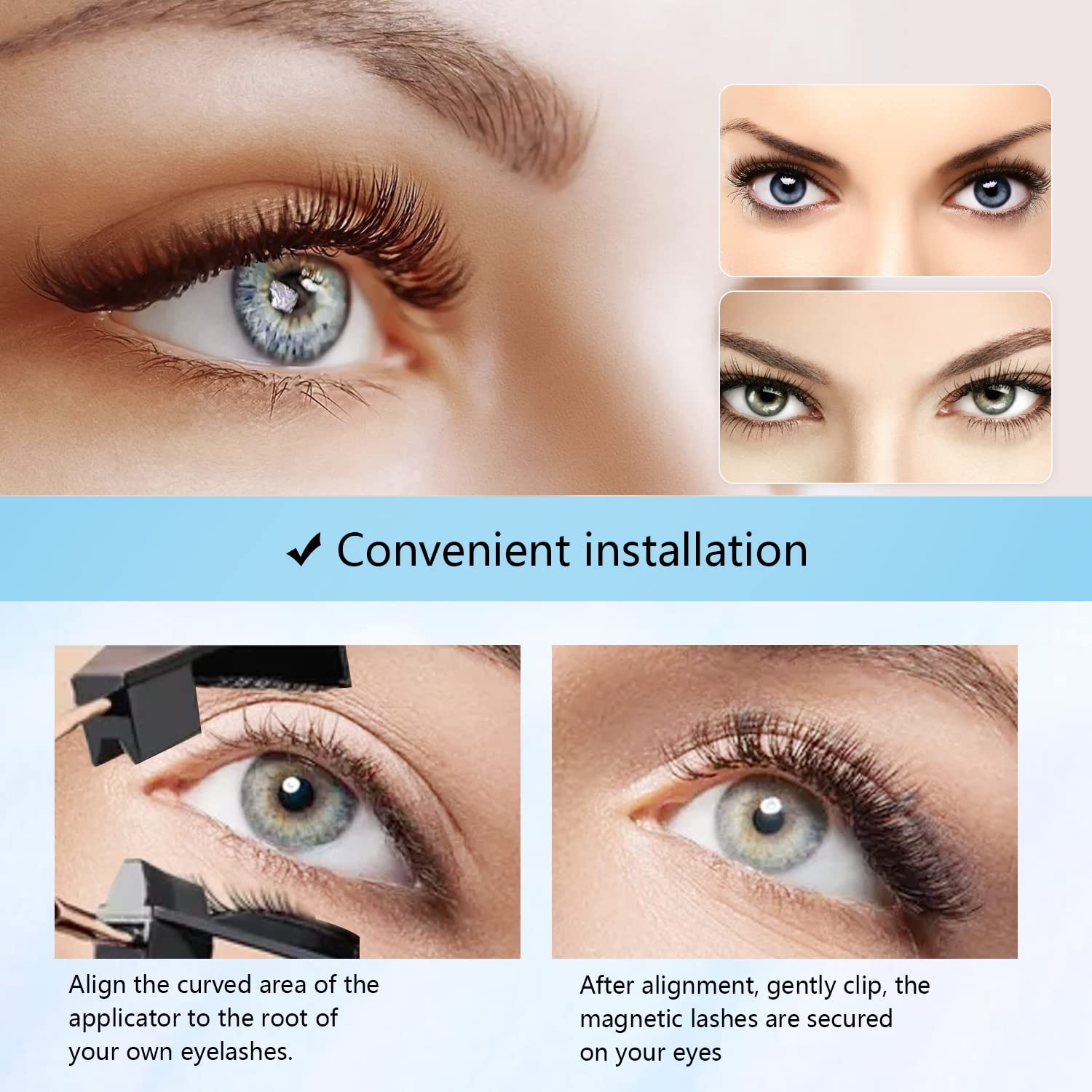 Without Eyeliner Reusable Magnetic Eyelashes NO Glue or Eyeliner Needed Fake Eyelashes Perfect Gifts For Women False Lashes (2-Pairs)
