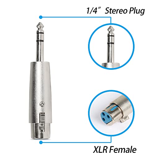 PNGKNYOCN 1/4" to XLR Adapter,6.35mm TRS Male to XLR Female Stereo Balanced Audio Connector for Mixer, Speaker, Microphone and More(2-Pack)