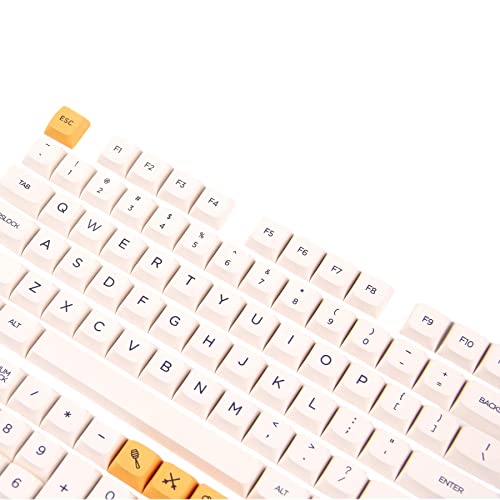 PBT XDA Profile 140 Keys Keycaps Dye Sublimation ANSI Layout Milk & Bee Theme Keycaps for Mechanical Gaming Keyboard Cherry MX Switches (Milk & Bee)