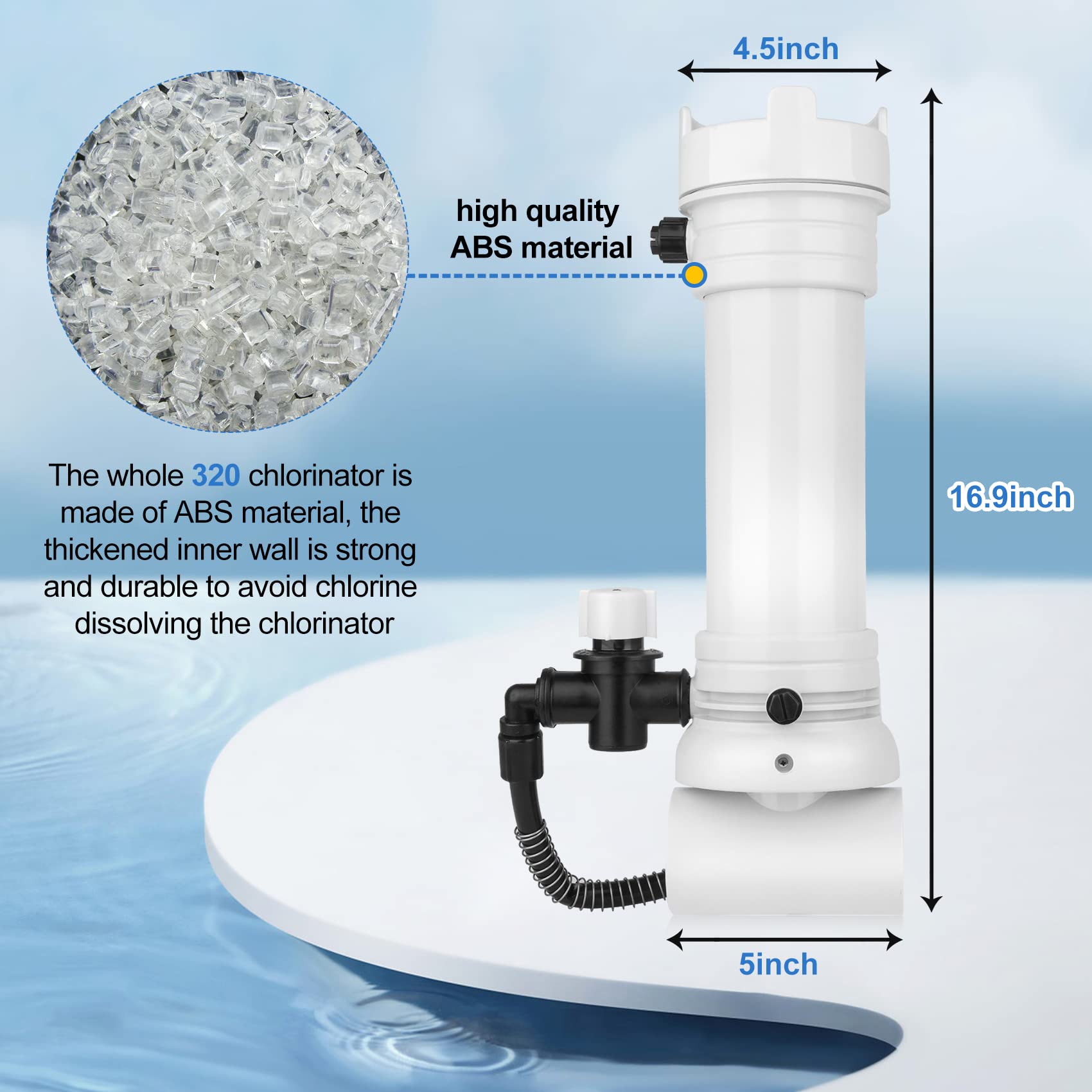 Upgraded 320 Pool Automatic Chlorine/Bromine Inline Feeder Compatible with Rainbow 320 Chlorinator, R171096 Feeder with Complete Accessories, One Year Warranty