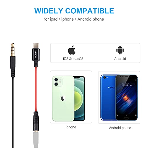 MICMOV Lavalier Microphone VD-s1 - Lapel Microphone with 3.5mm to Type-C Headphone Jack Adapter, Windshield Foam, Windscreen and Storage Case, Perfect for Camera, DSLR, iPhone, Android, Smartphones
