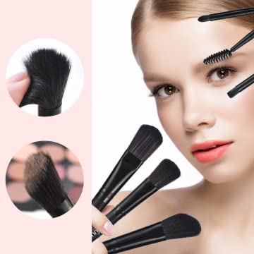 Makeup Brush Set, Complete 32pcs Black Makeup Brushes Synthetic Soft Bristles Brush for Foundation Kabuki Blush Blending with Storage Case Wooden Handle
