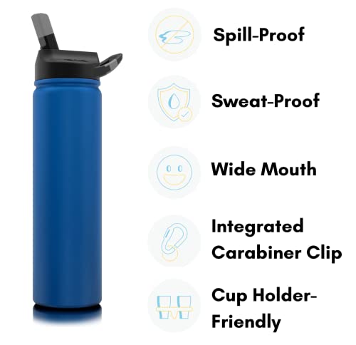 Seriously Ice Cold SIC 27oz Insulated Water Bottle Thermos, Premium Triple Layer Vacuum Stainless Steel, BPA Free Wide Mouth Lid with Carabiner Clip