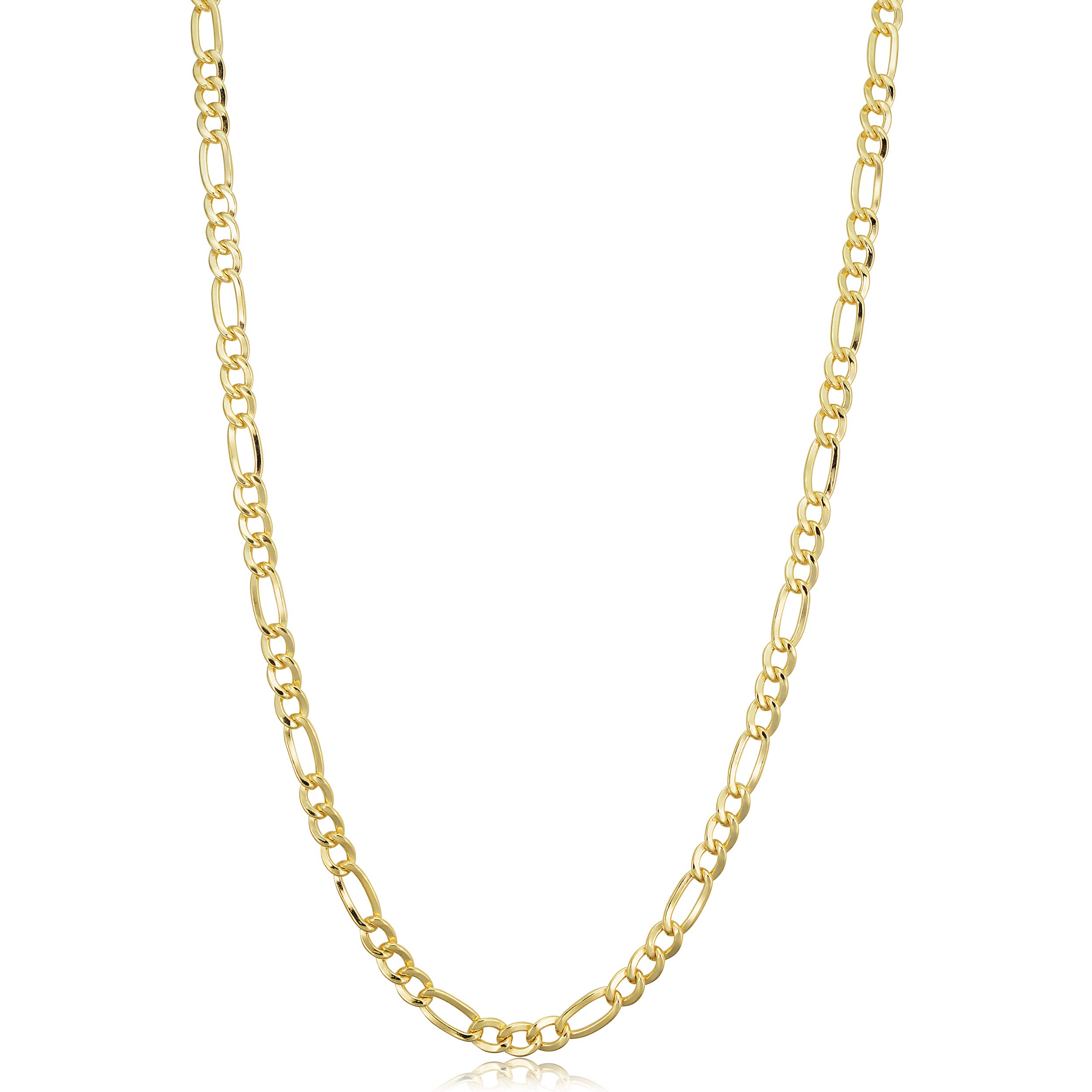 Kooljewelry 14k Yellow Gold Filled Solid Figaro Link Chain Necklace (3.3 mm, 22 inch)