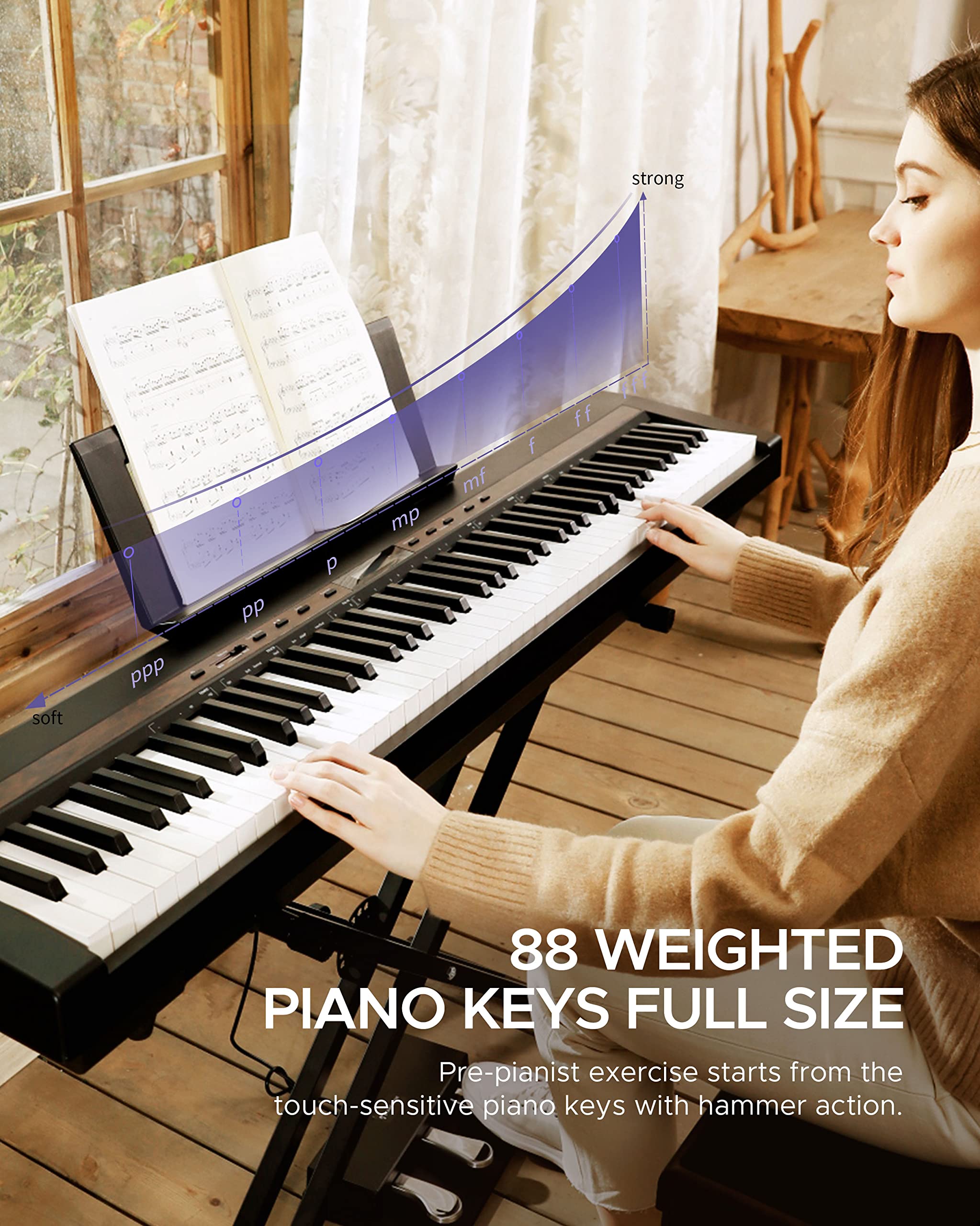 Starfavor Digital Piano 88 Keys Weighted Keyboard Piano & Starfavor Speedy Page Turner Pedal for IPad