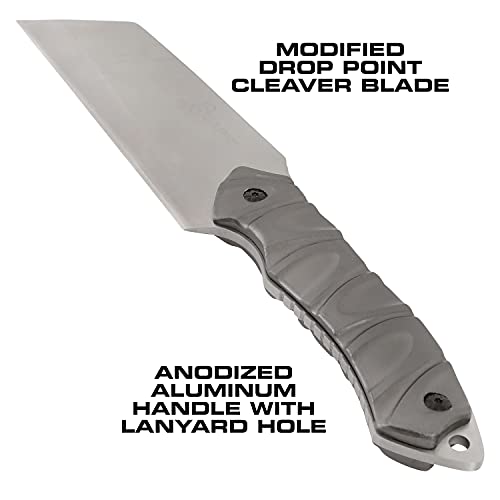 Reapr 11012 JAMR Knife with Sheath, 11-Inch Overall Length, Cleaver Knife, Tactical Fixed Blade Knife with Tanto Blade, Drop Point Knife, Stainless Steel Knife, Silver
