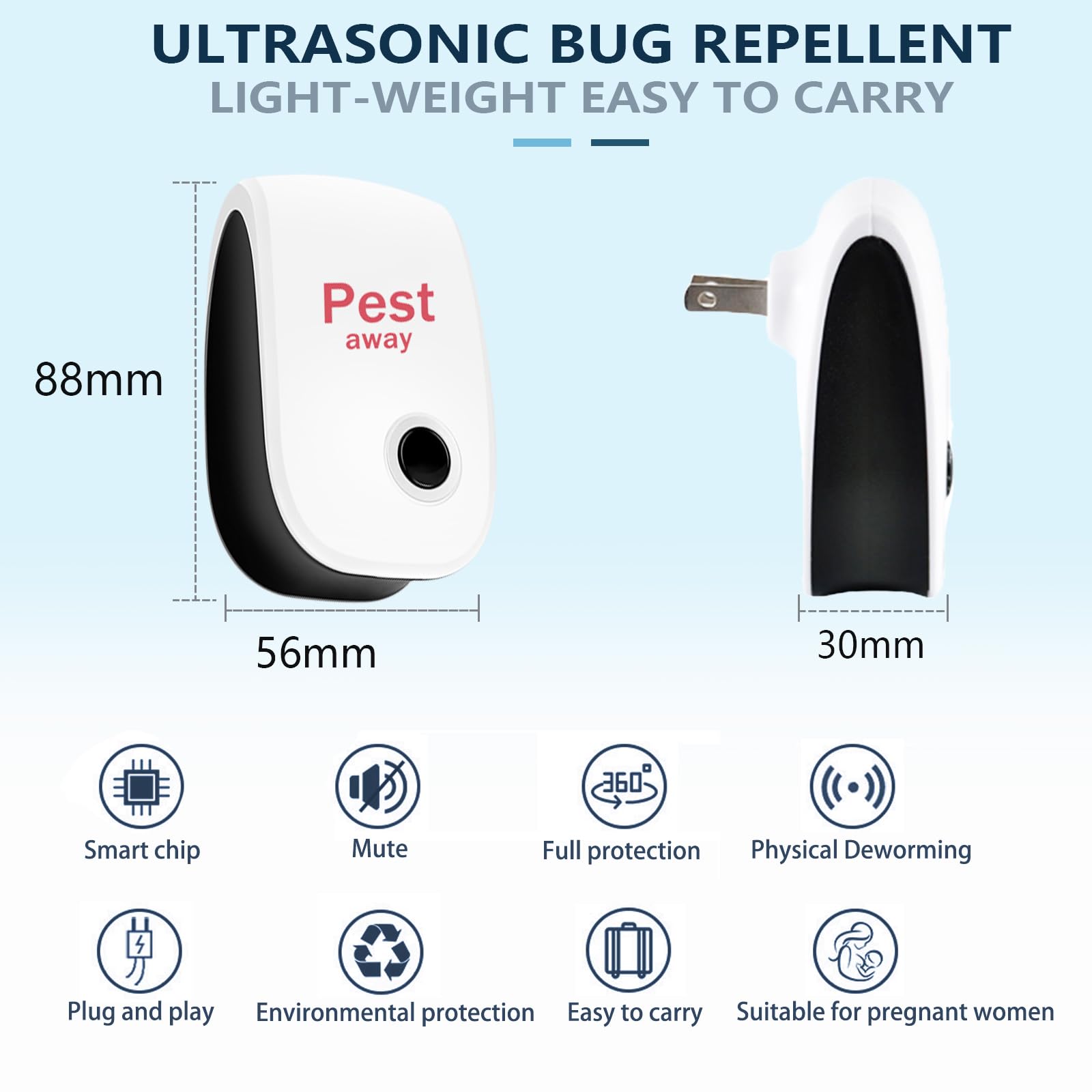 Ultrasonic Bug Repeller 10 Pack Electronic Pest Repellent Plug in Pest Control Spider Repellent for House Mouse Repellent Indoor Ultrasonic Repellent for Roach,Ant,Spider,Rodent