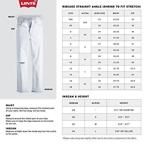 Levi's Women's Ribcage Straight Ankle Jeans, Medium Indigo Worn in, 29