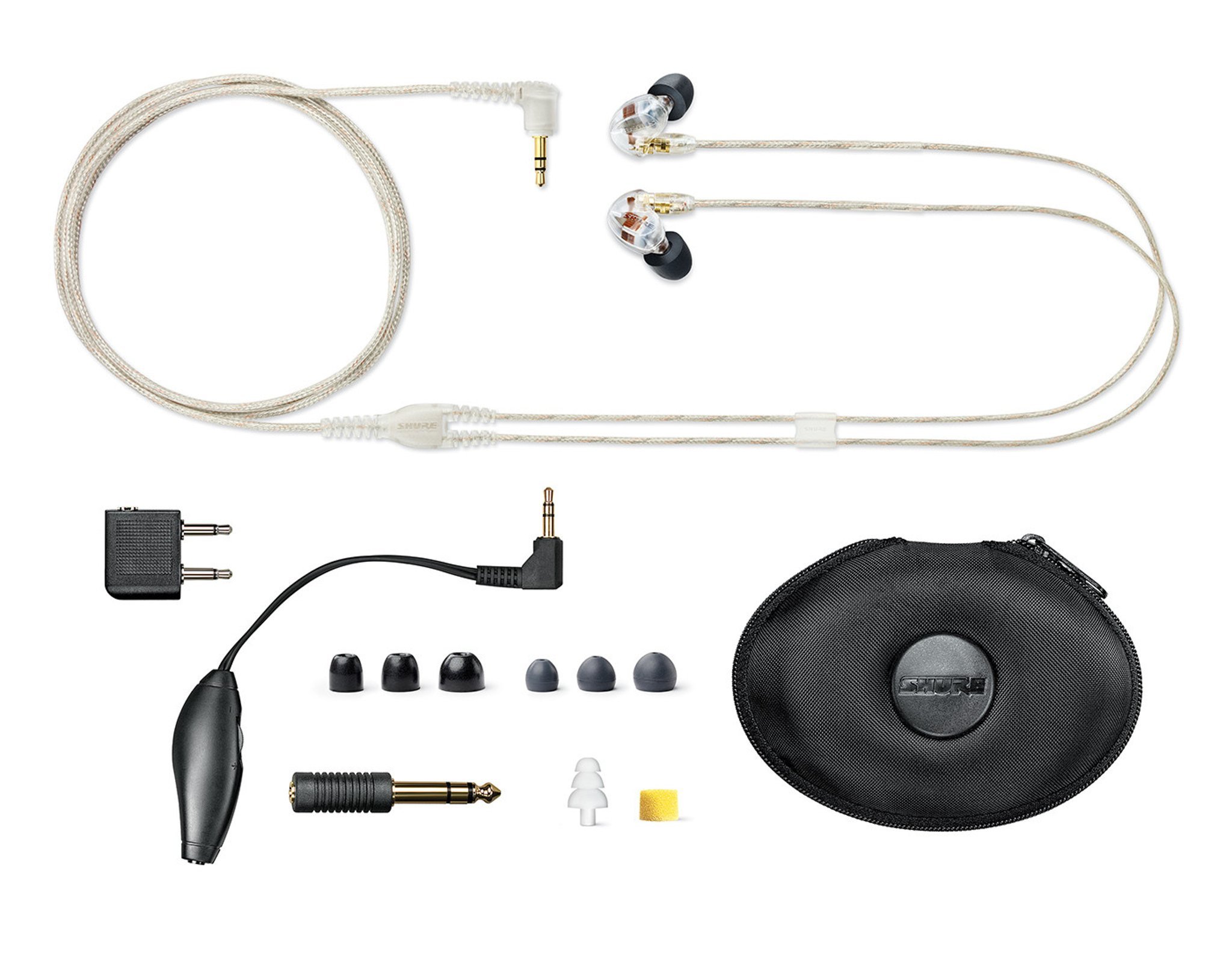 Shure SE535-CL Professional Sound Isolating Earphones - Clear & RMCE-UNI Universal Communication Cable for Detachable SE Sound Isolating Earphones, Black