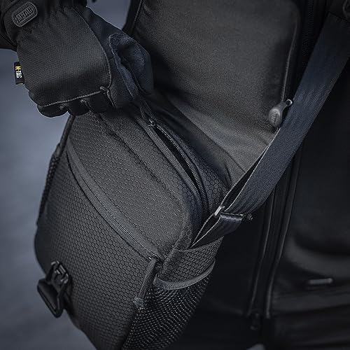 M-Tac Elite Satellite Magnet Crossbody Bag Gen.2 - Small Messenger Bag - Tactical Shoulder Pack with Concealed Carry for Men (Black Hex)