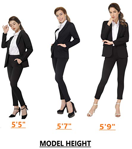 Marycrafts Women's Business Blazer Pant Suit Set for Work (Black, Numeric_12)