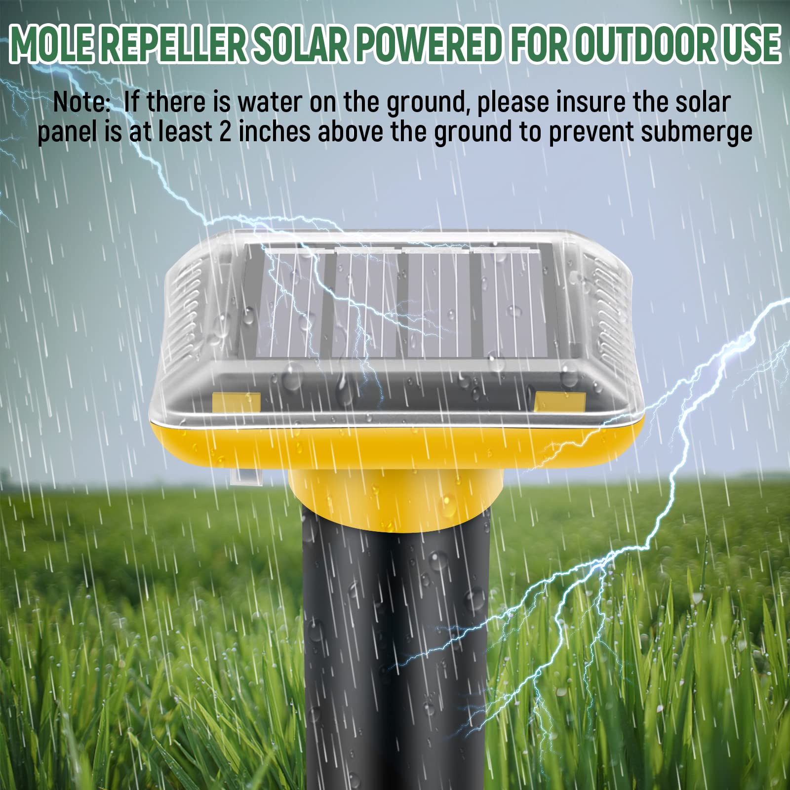 Ultrasonic Mole Repellent Outdoor, 2024 Upgrade Solar Powered Mole Repellent for Lawn Yard and Garden, Waterproof Mole Killer Traps, Effectively Repels Mole Snake Vole Groundhog (Yellow6p)