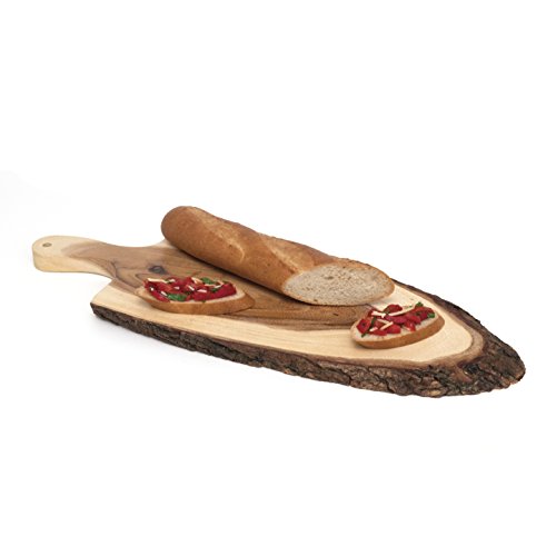 Lipper International Acacia Bark Serving Paddle Board with Ergonomic Handle, 21" x 8" x 7/8"