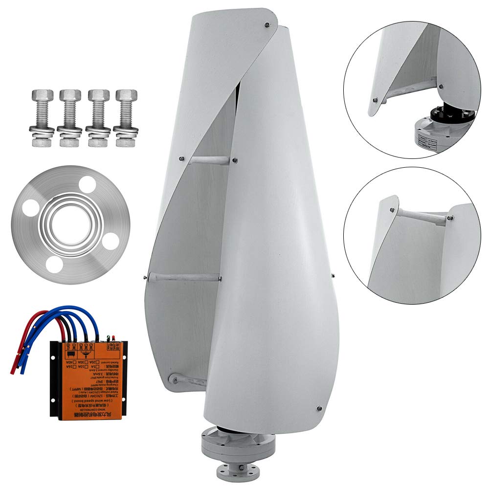 MANULOOT Vertical Wind Turbine Generator 400W Wind Generator, Tulip 12V Wind Generators for Home Use, Helix Maglev Axis Wind Turbine Generator with Charge Controller | US Stock