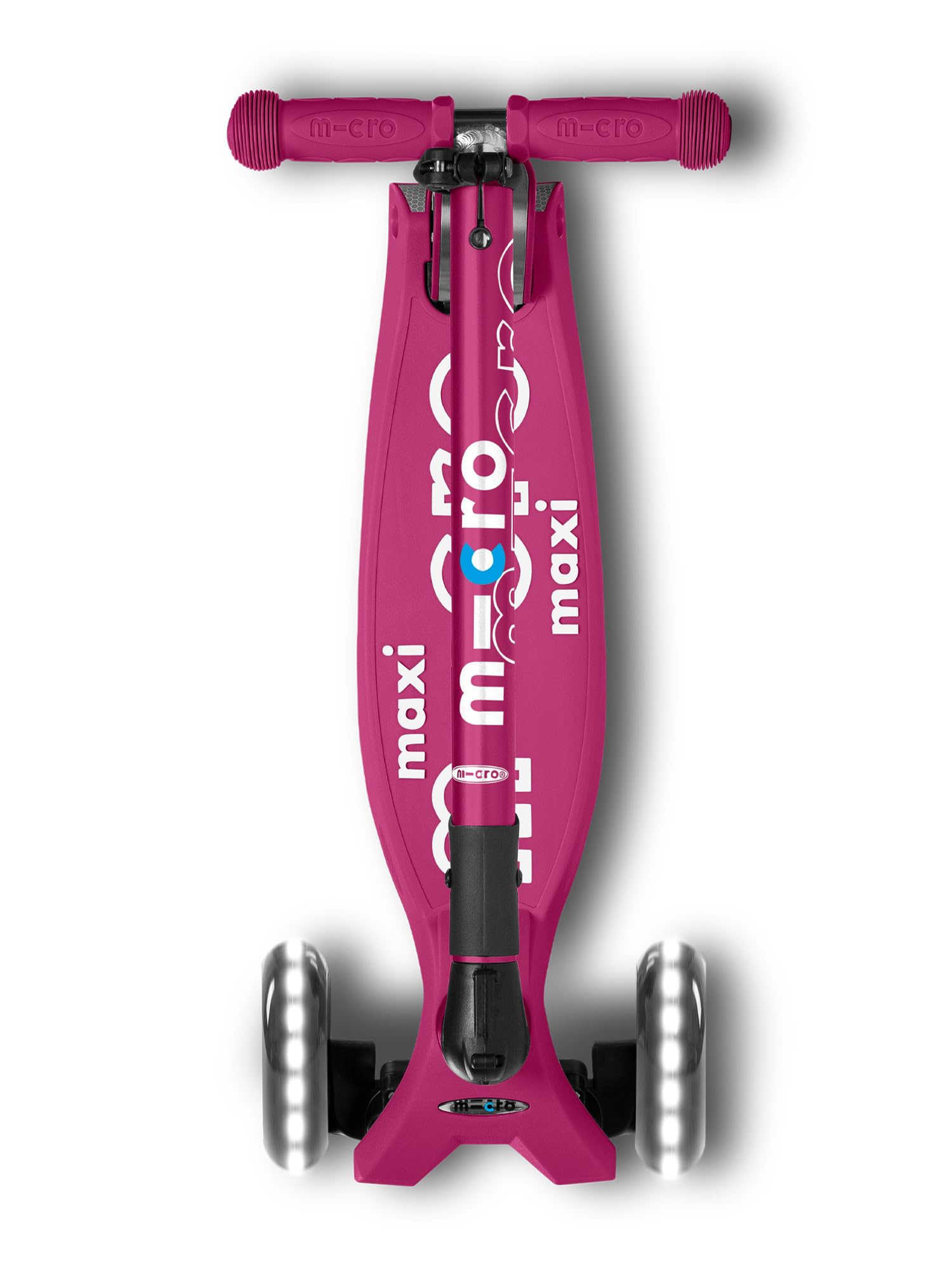 Micro Kickboard - Maxi Deluxe Foldable LED - Three Wheeled, Lean-to-Steer, Fold-to-Carry Swiss-Designed Micro Scooter for Kids with Motion-Activated Light-Up Wheels for Ages 5-12 (Navy Blue)