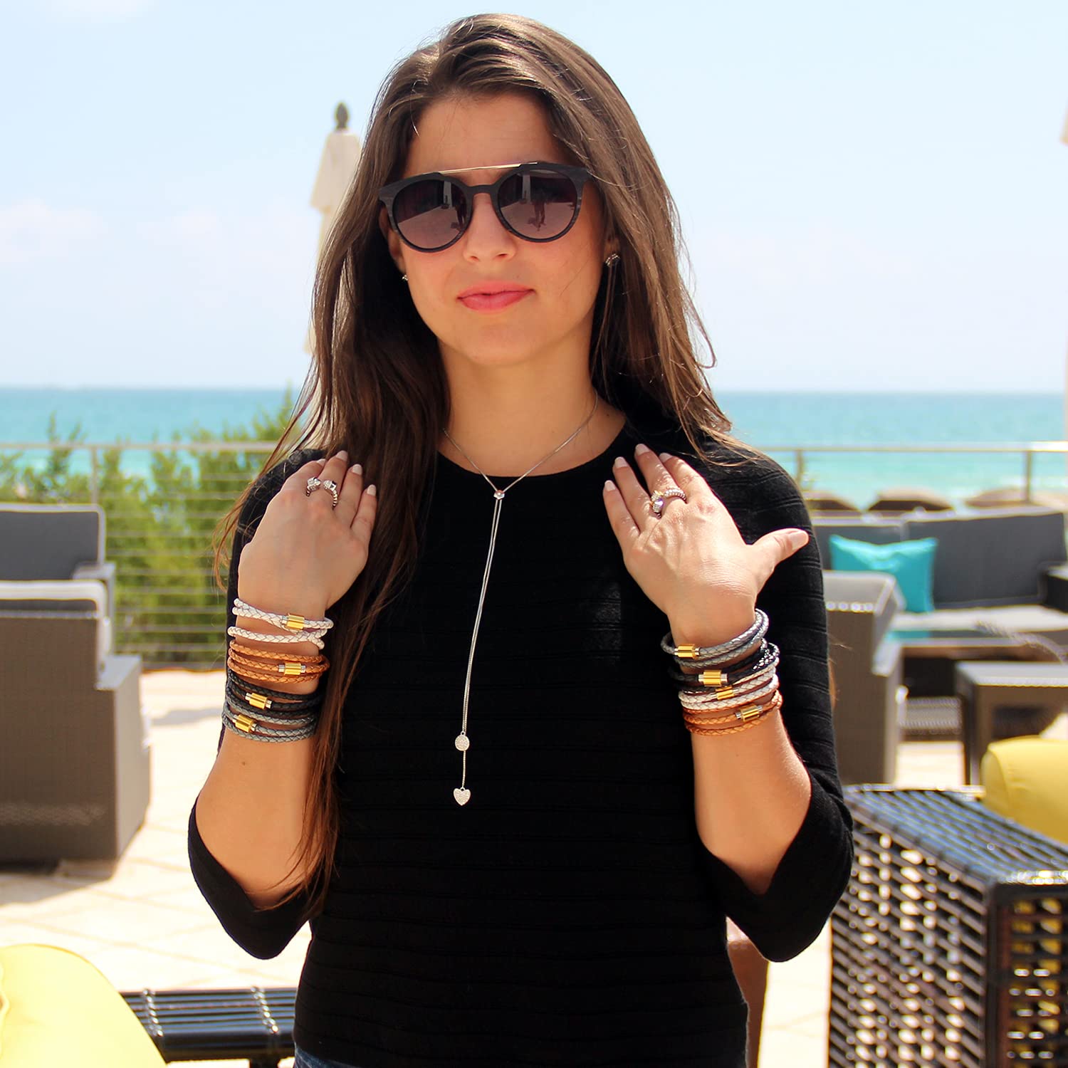Leather Wrap Bracelets for Women - Quickly Layer our Boho Wrap Bracelets Using the Magnetic Clasp - Made in the USA our Beautiful Leather Wrist Bracelets for Women Make Great Gifts - Black