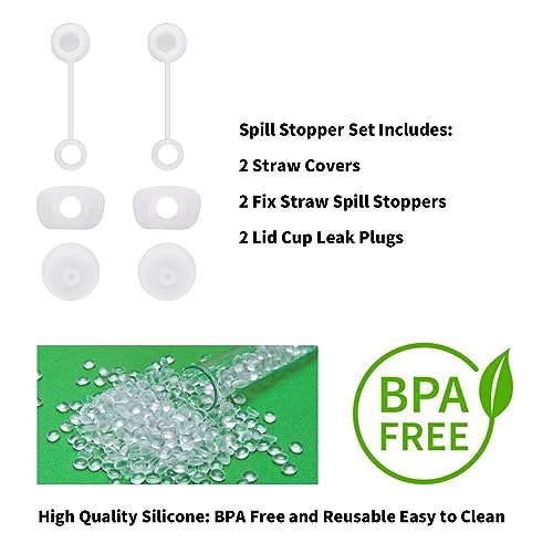 YKIAMGH Spill Stopper for Stanley Cup 40oz 30oz Tumbler with Handle Quencher Accessories, Include Reusable Straw Cover, Leak Stopper and Spill Plug Lid, 6pcs (2.0, Clear)