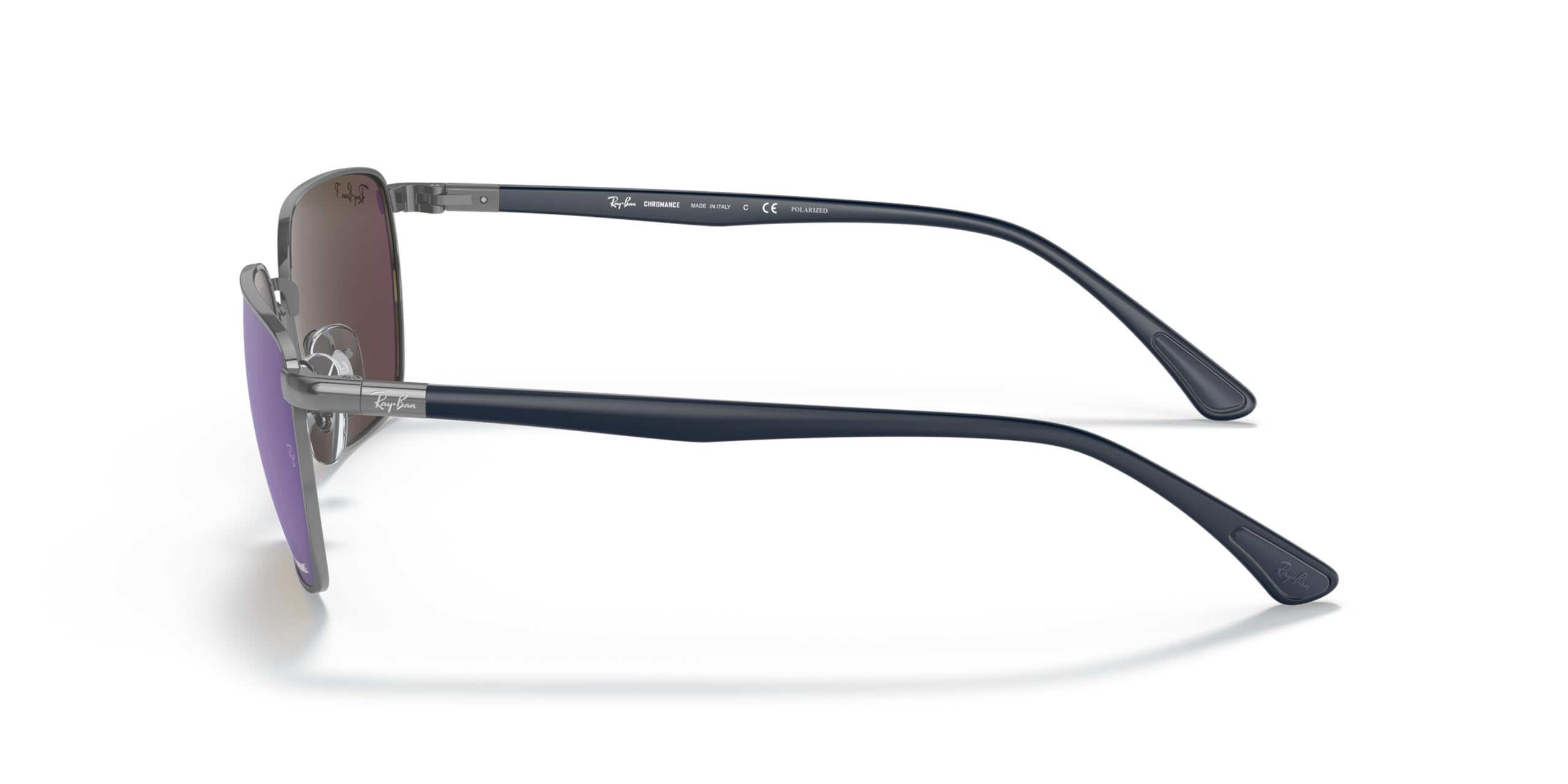 Ray-Ban RB3684CH Chromance Rectangular Sunglasses, Gunmetal/Polarized Grey Mirrored Blue, 58 mm