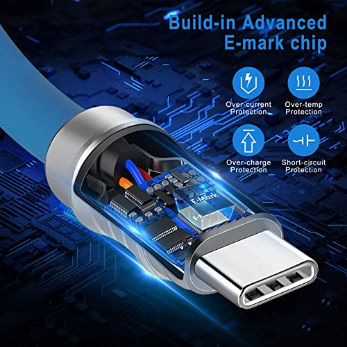 WLGQ USB C to USB C Cable, PD100W Skin-Friendly Liquid Silicone Material Fast Charging Cable USB Type C Interface Device Universal Charging Cable(Blue-6.6ft-2pcs)